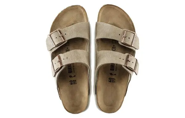 BIRKENSTOCK Arizona Suede Leather Sandals - Beige