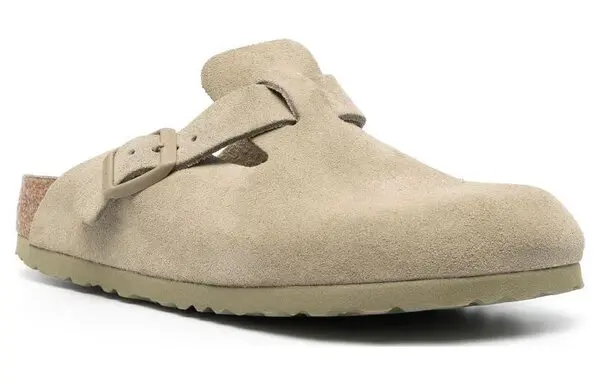 BIRKENSTOCK Boston Suede Leather Clogs - Green