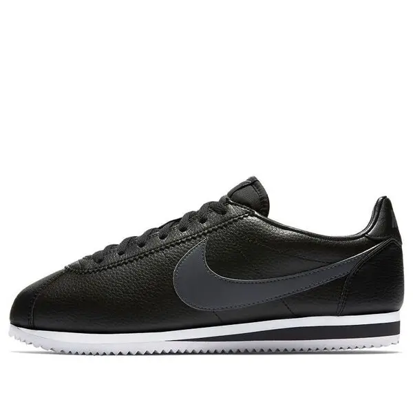 Nike Classic Cortez Leather Low Top Sneakers - Black/dark Grey