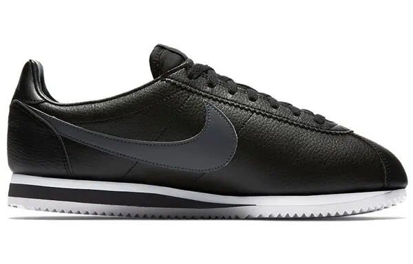 Nike Classic Cortez Leather Low Top Sneakers - Black/dark Grey