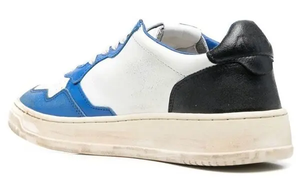 AUTRY Medalist Leather Low Top Sneakers - White/black/azure