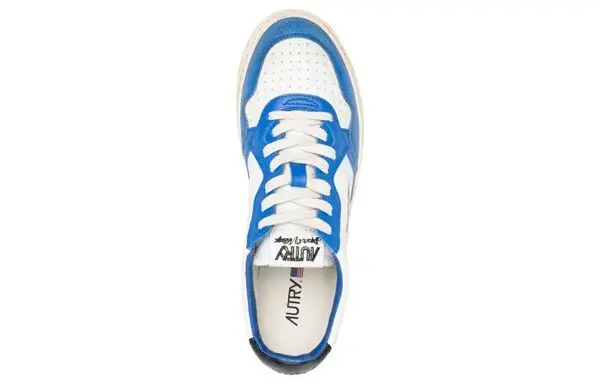 AUTRY Medalist Leather Low Top Sneakers - White/black/azure