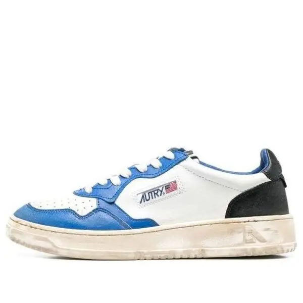 AUTRY Medalist Leather Low Top Sneakers - White/black/azure