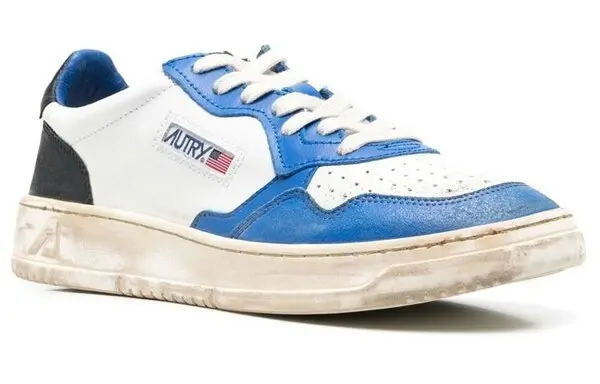 AUTRY Medalist Leather Low Top Sneakers - White/black/azure