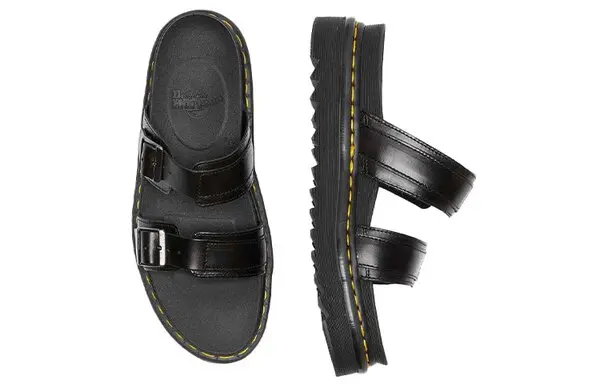 Dr. Martens Myles Brando Leather Buckled Platform Sandals