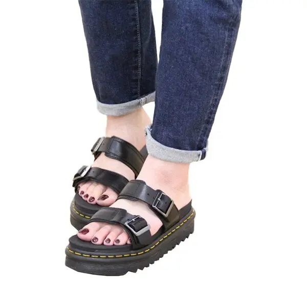 Dr. Martens Myles Brando Leather Buckled Platform Sandals