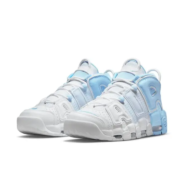 Nike More Uptempo High Top Sneakers - White/light Blue