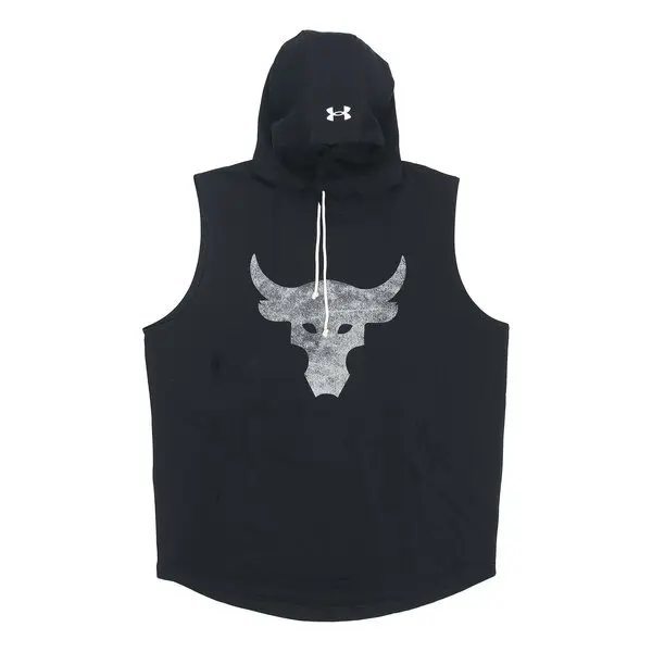 Under Armour Project Rock Terry Sleeveless Hoodie - Black