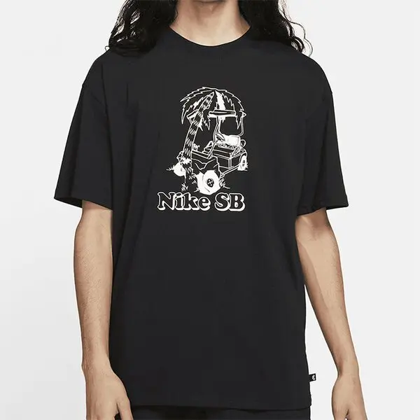 Nike Skateboard Sports Printing Loose Knit Short Sleeve 'black