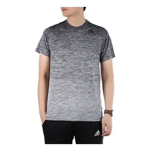 Adidas Gradient Tee Training Sports Round Neck Pullover Short Sleeve Metallic Black - Goldblack