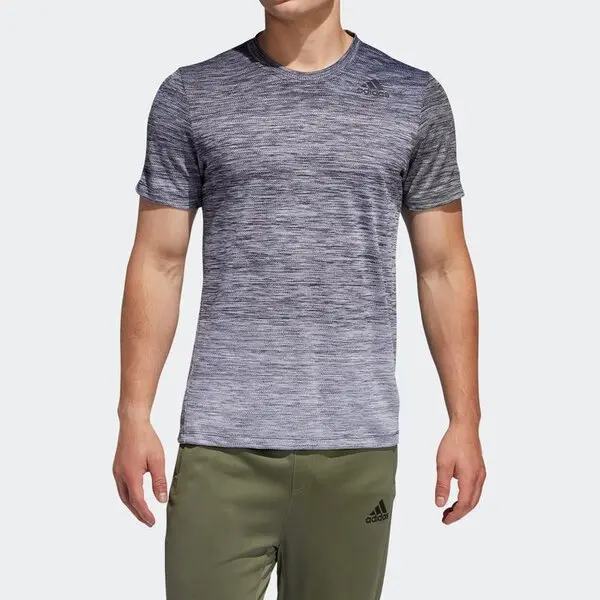 Adidas Gradient Tee Training Sports Round Neck Pullover Short Sleeve Metallic Black - Goldblack