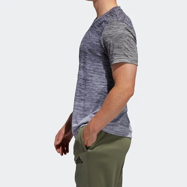 Adidas Gradient Tee Training Sports Round Neck Pullover Short Sleeve Metallic Black - Goldblack
