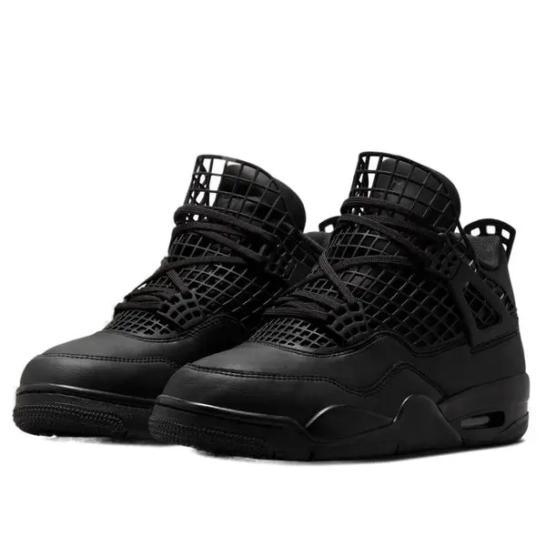 JORDAN 4 Retro 'net Black' Sneakers - Black/black/metallic Silver