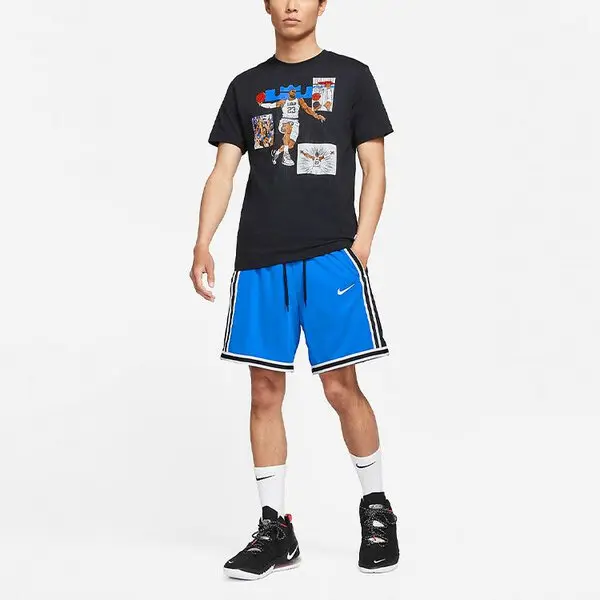Nike Cartoon Lebron James Shooting Printing Sports Round Neck Short Sleeve T-shirt - Black