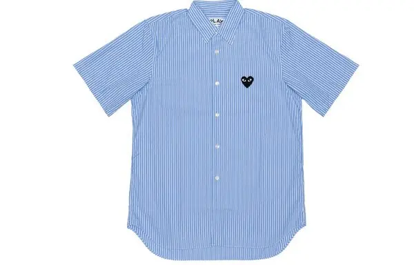 Play Comme Des Garcon Striped Short Sleeve Shirt With Emblem