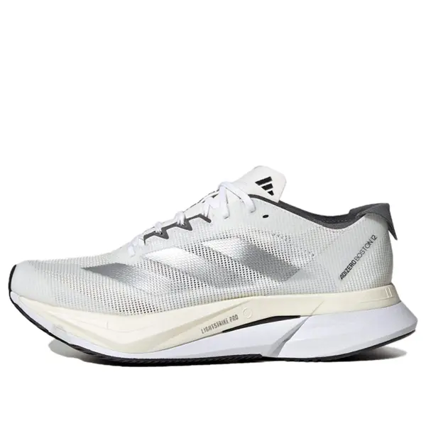 Adidas Adizero Boston 12 Athletic Sneakers - Cloud White/silver Metallic/grey Five