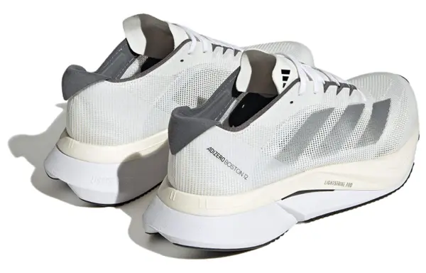 Adidas Adizero Boston 12 Athletic Sneakers - Cloud White/silver Metallic/grey Five