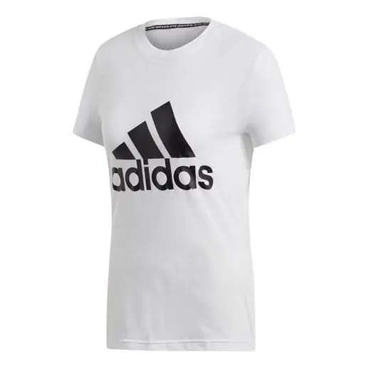 Adidas Logo Alphabet Printing Sports Short Sleeve - White