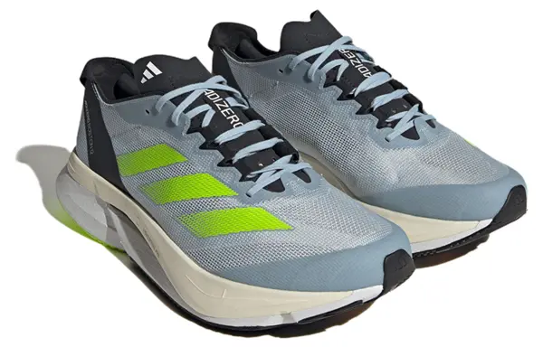 Adidas Adizero Boston 12 Athletic Lace-up Sneakers - Wonder Blue/lucid Lemon/carbon