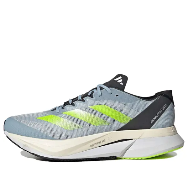 Adidas Adizero Boston 12 Athletic Lace-up Sneakers - Wonder Blue/lucid Lemon/carbon