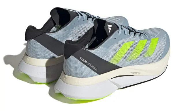 Adidas Adizero Boston 12 Athletic Lace-up Sneakers - Wonder Blue/lucid Lemon/carbon