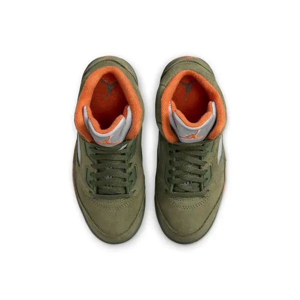JORDAN 5 Retro High Top Sneakers - Army Olive/solar Orange