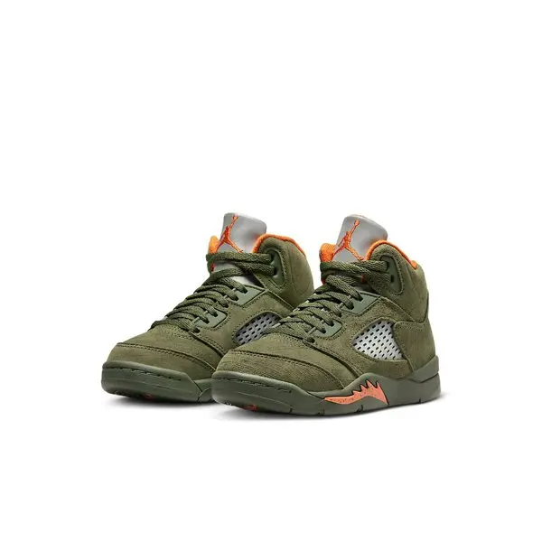 JORDAN 5 Retro High Top Sneakers - Army Olive/solar Orange