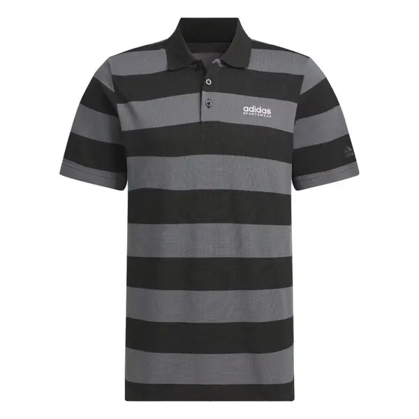 Adidas Pique Stripe Polo Shirt Asia Sizing 'black Grey - Black/grey