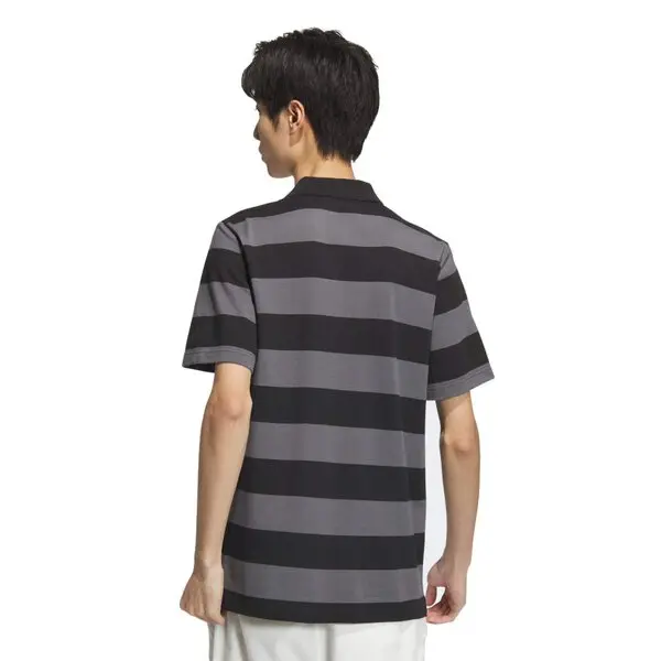Adidas Pique Stripe Polo Shirt Asia Sizing 'black Grey - Black/grey