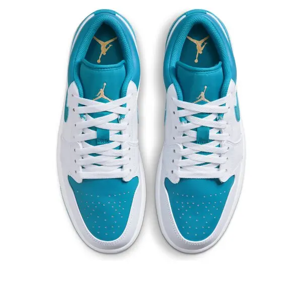 JORDAN Air 1 Low "aquatone" Leather Sneakers - Aquatone/celestial Gold/white