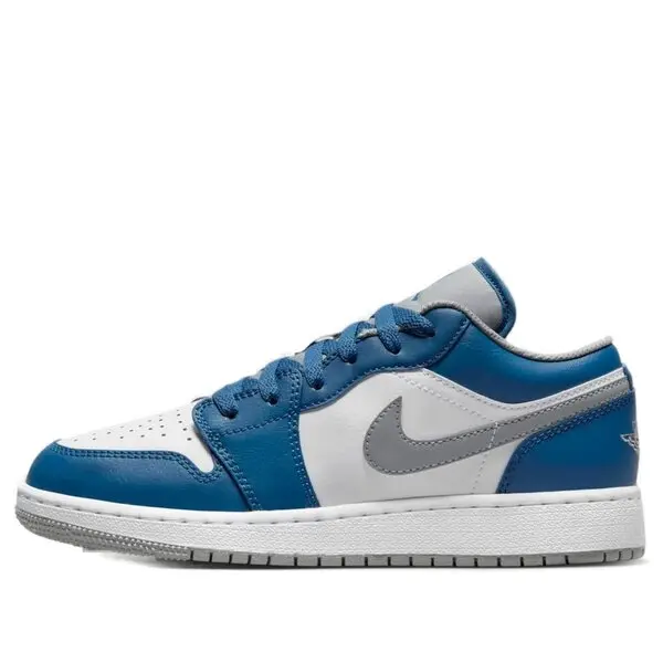 JORDAN 1 Low 'true Blue Cement' Sneakers - White/gray/blue