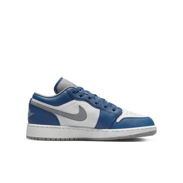 JORDAN 1 Low 'true Blue Cement' Sneakers - White/gray/blue