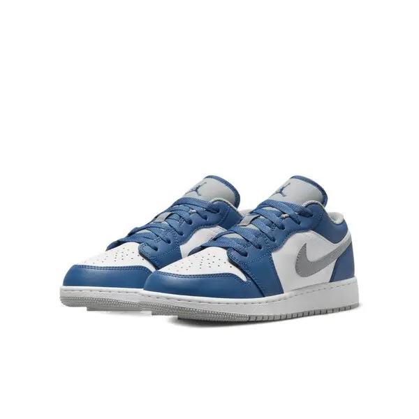 JORDAN 1 Low 'true Blue Cement' Sneakers - White/gray/blue