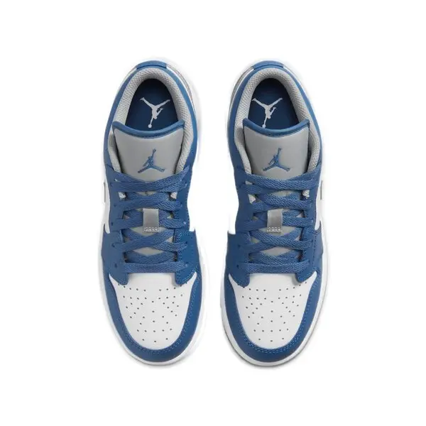 JORDAN 1 Low 'true Blue Cement' Sneakers - White/gray/blue