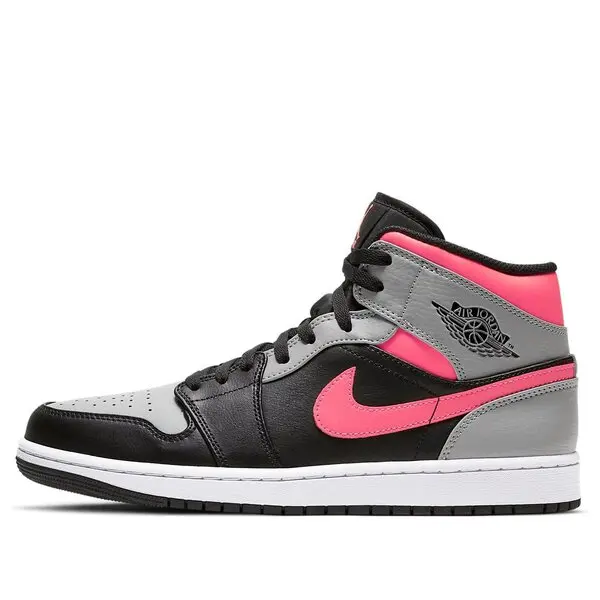 JORDAN Air 1 Mid Pink Shadow Sneakers - Black/hot Punch/white