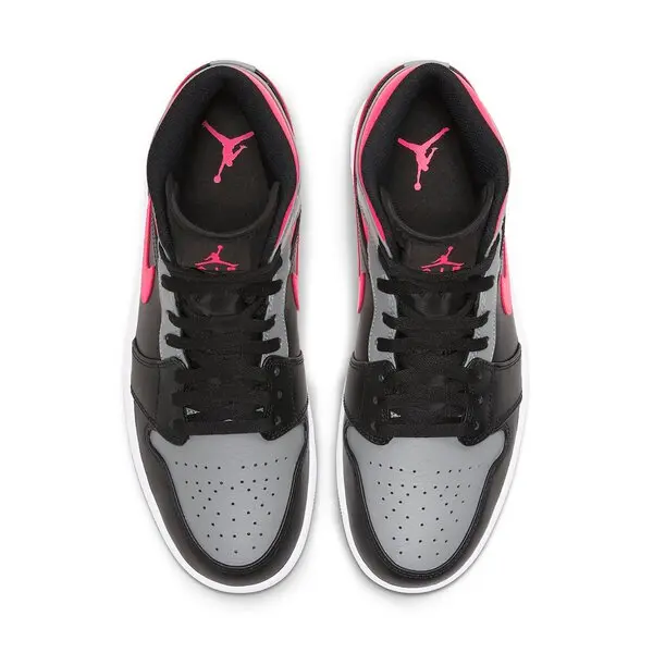 JORDAN Air 1 Mid Pink Shadow Sneakers - Black/hot Punch/white