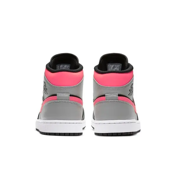 JORDAN Air 1 Mid Pink Shadow Sneakers - Black/hot Punch/white