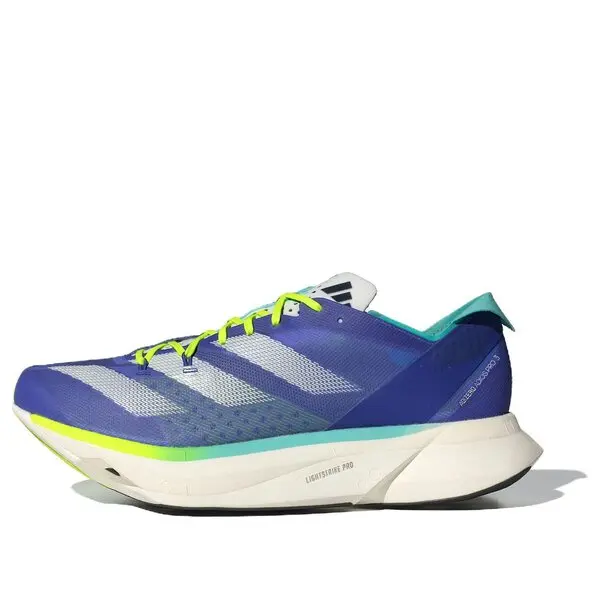 Adidas Adizero Adios Pro 3 Athletic Sneakers - Cobalt Blue/zero Metalic/lucid Lemon