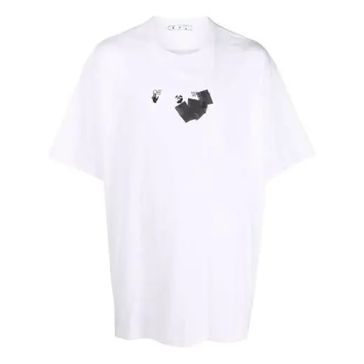 Off-White Fw21 Round Neck Arrow Pattern Printing Short Sleeve Loose Fit T-shirt - White
