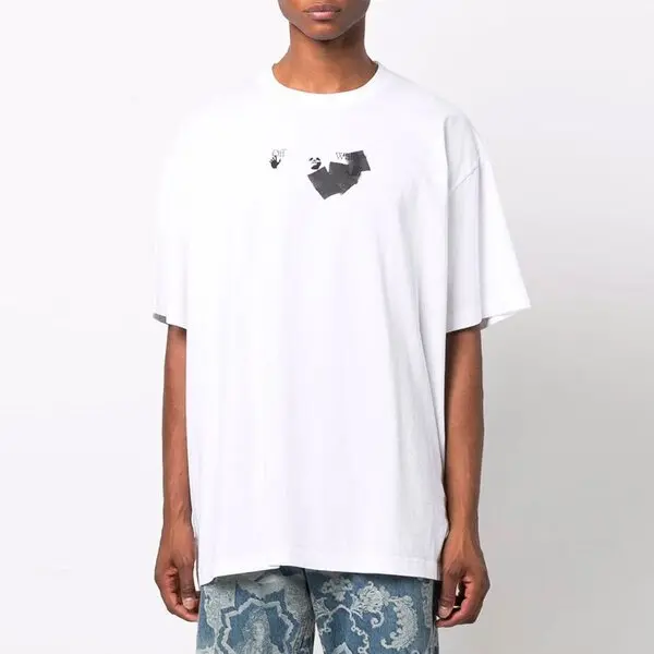 Off-White Fw21 Round Neck Arrow Pattern Printing Short Sleeve Loose Fit T-shirt - White