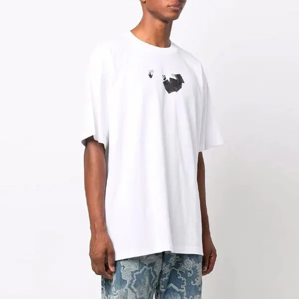 Off-White Fw21 Round Neck Arrow Pattern Printing Short Sleeve Loose Fit T-shirt - White