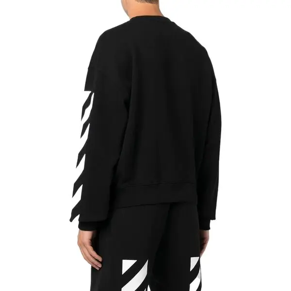 Off-White Long Sleeve Crewneck With Striped Detailing - Black
