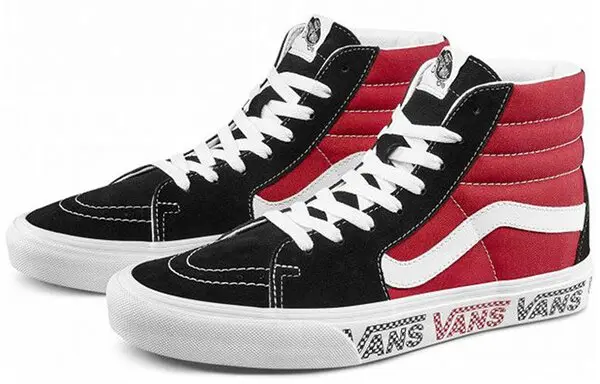 VANS Sk8-hi Sidewall Logo Suede Skate Shoes - Black/racing Red