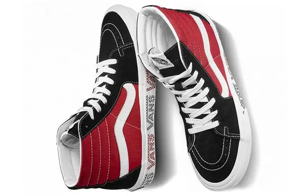 VANS Sk8-hi Sidewall Logo Suede Skate Shoes - Black/racing Red