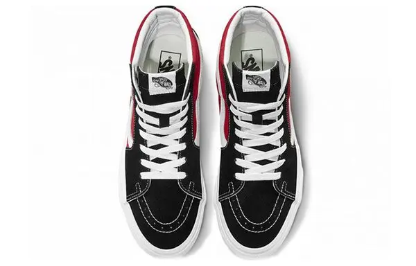 VANS Sk8-hi Sidewall Logo Suede Skate Shoes - Black/racing Red