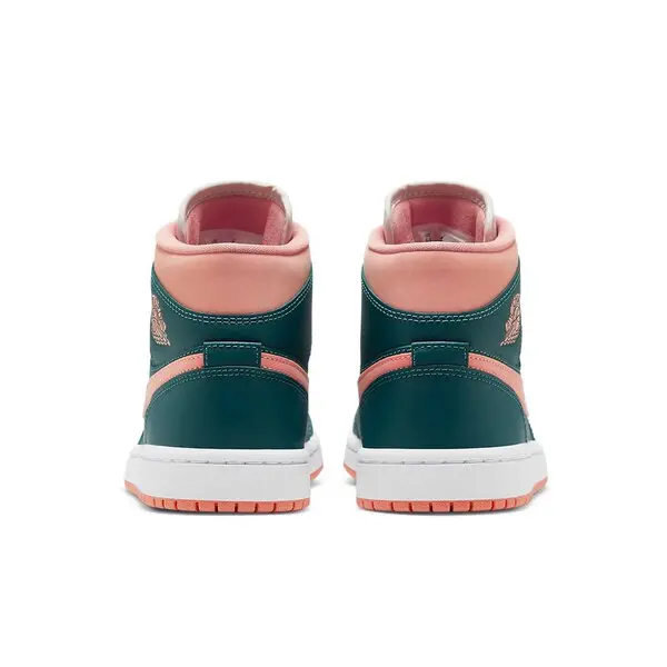 JORDAN 1 Mid High Top Sneakers - Dark Teal Green/pink