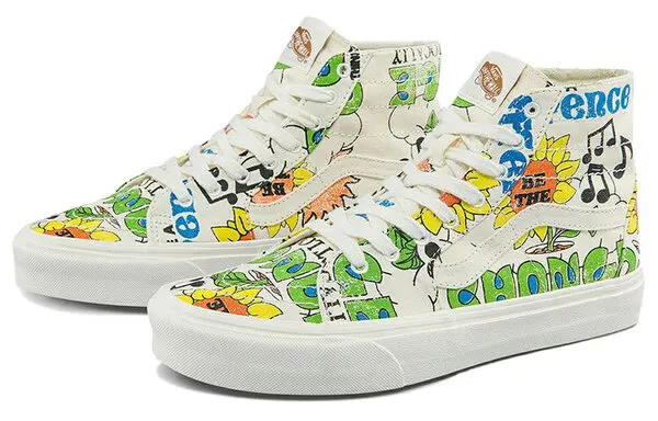 VANS Sk8-hi Tapered Canvas Sneakers - White/green
