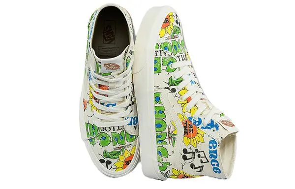 VANS Sk8-hi Tapered Canvas Sneakers - White/green