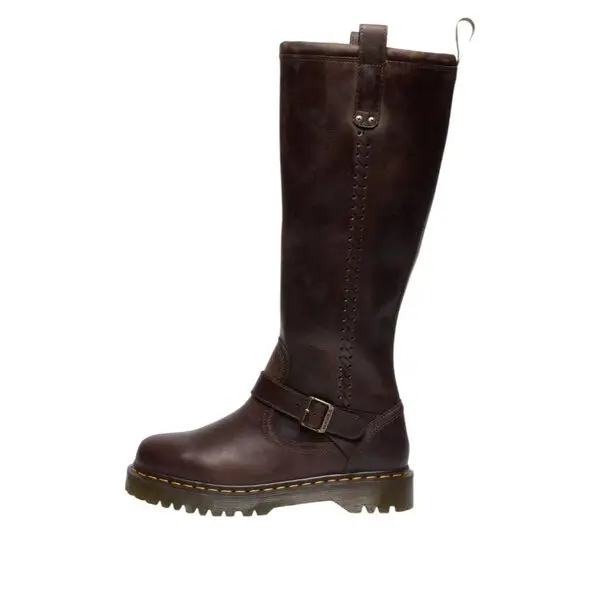 Dr. Martens Knee High Biker Boots - Dark Brown