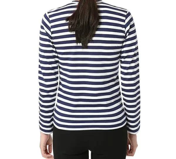 Play Comme Des Garcon Striped Long Sleeve T-shirt - Navy Bluewhite